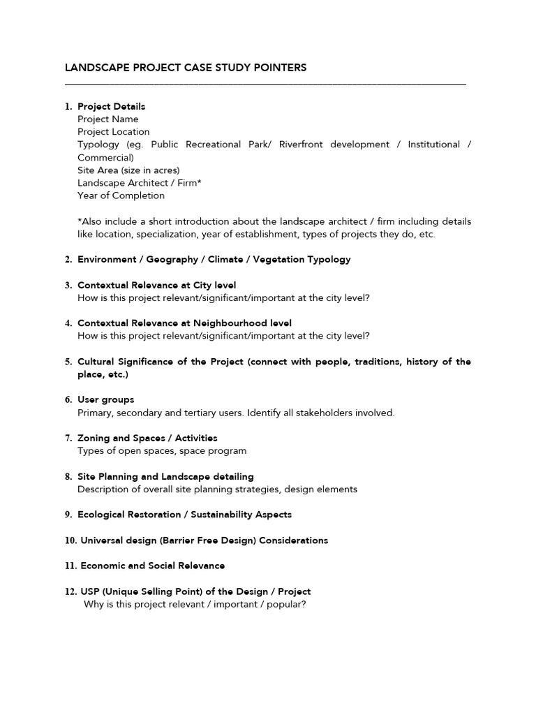 Landscape Case Study Pointers | PDF