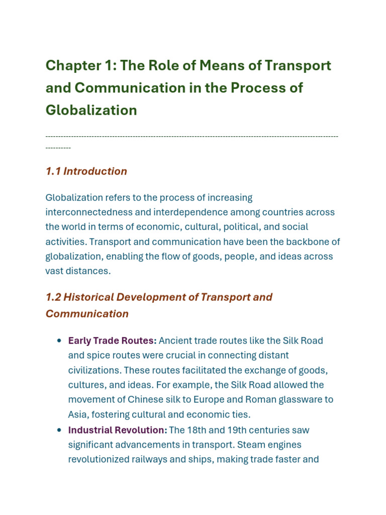 Transport and Communication in Globalization | PDF | Globalization ...
