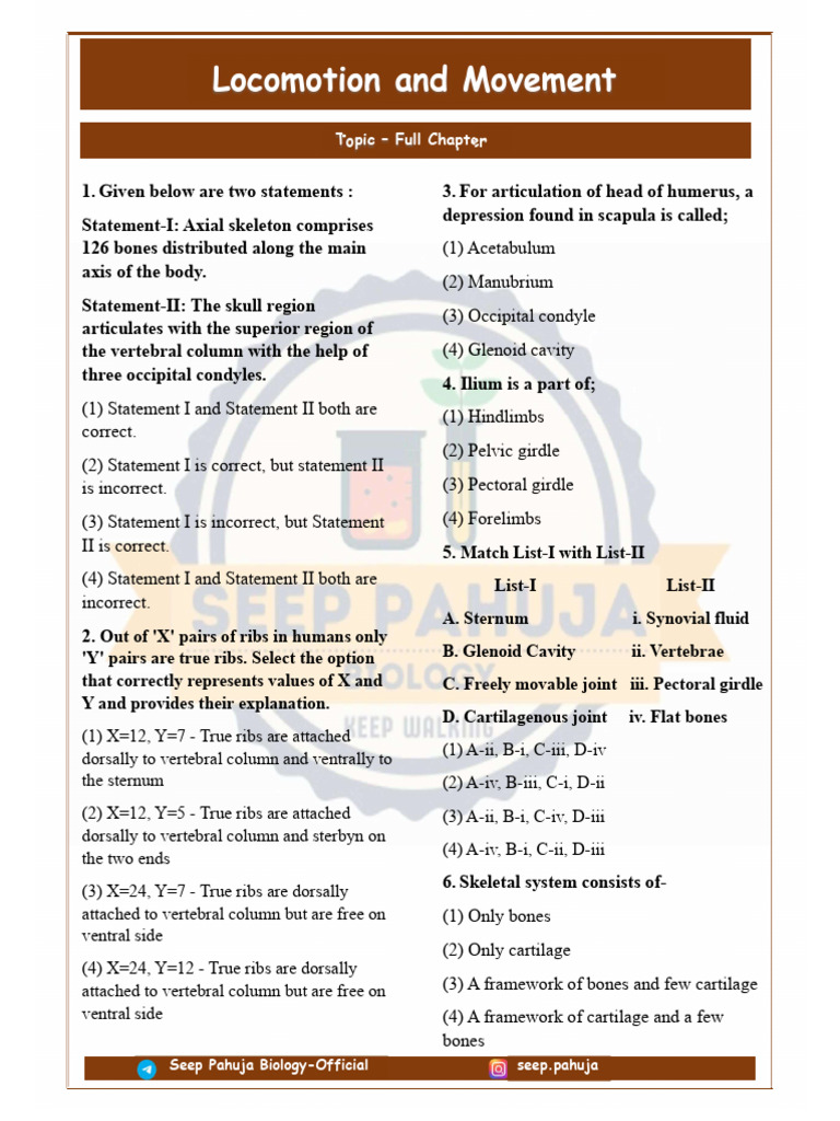 Locomotion and Movement-DPP | PDF | Musculoskeletal System | Skeletal ...