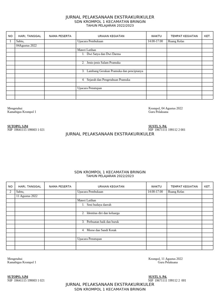 5. Jurnal Ekstra Pramuka a4 | PDF