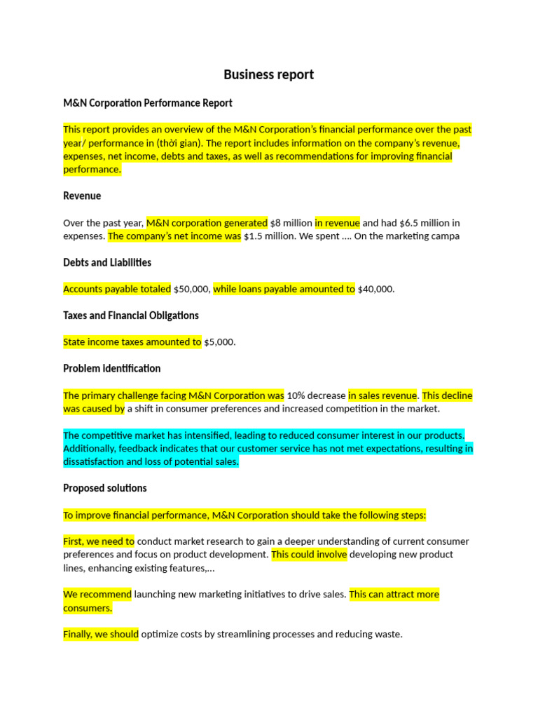 Business report (COB2) | PDF | Taxes | Revenue