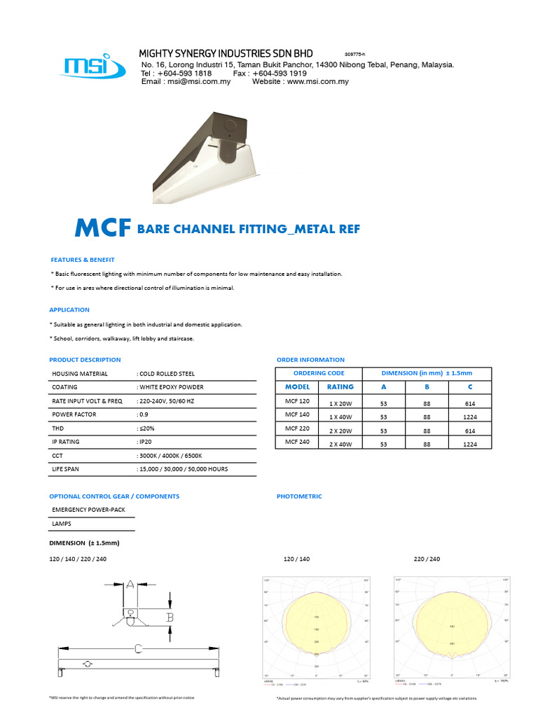MCF Bare Channel Fitting - Metal Ref | PDF | Lighting | Electrical ...