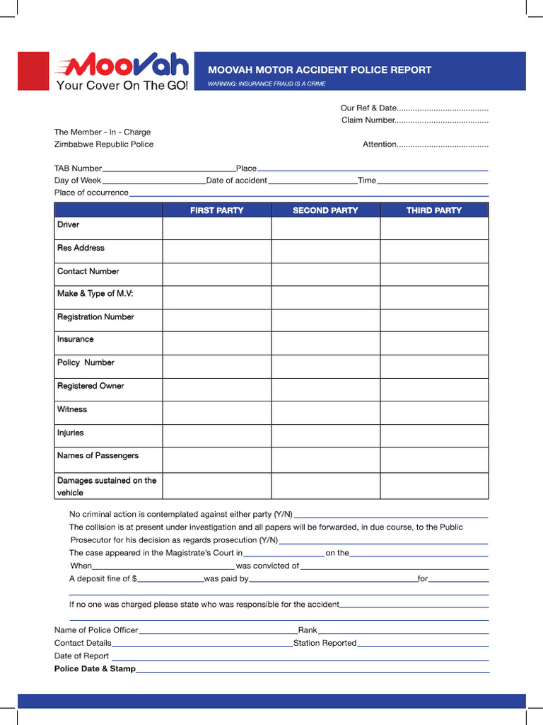 Motor Accident Police Report | PDF