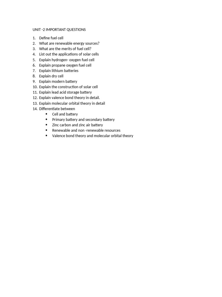 Unit-2 Important Questions Chem | PDF