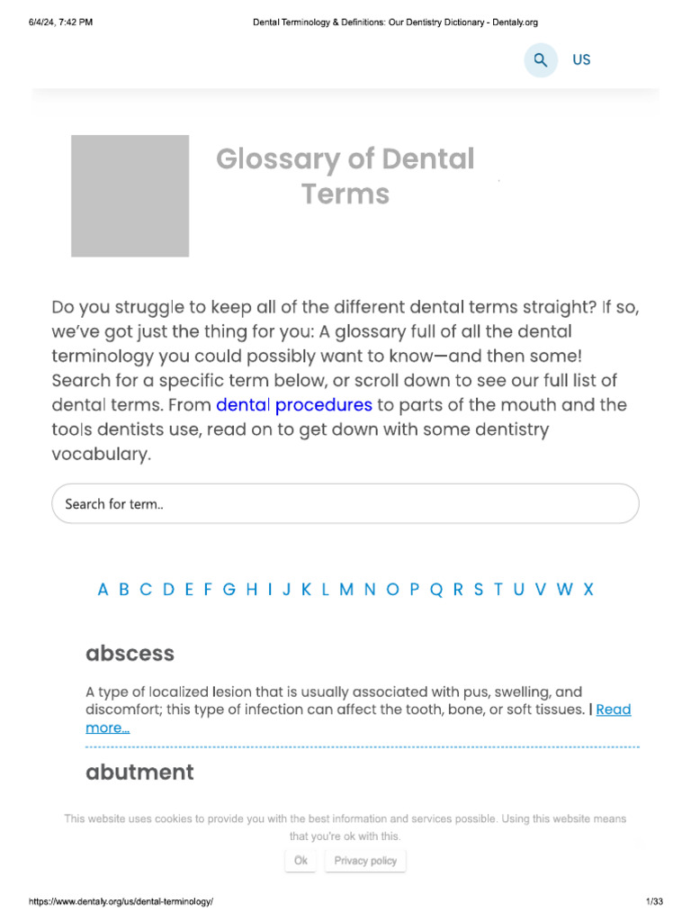 Dentist Vocabulary | PDF