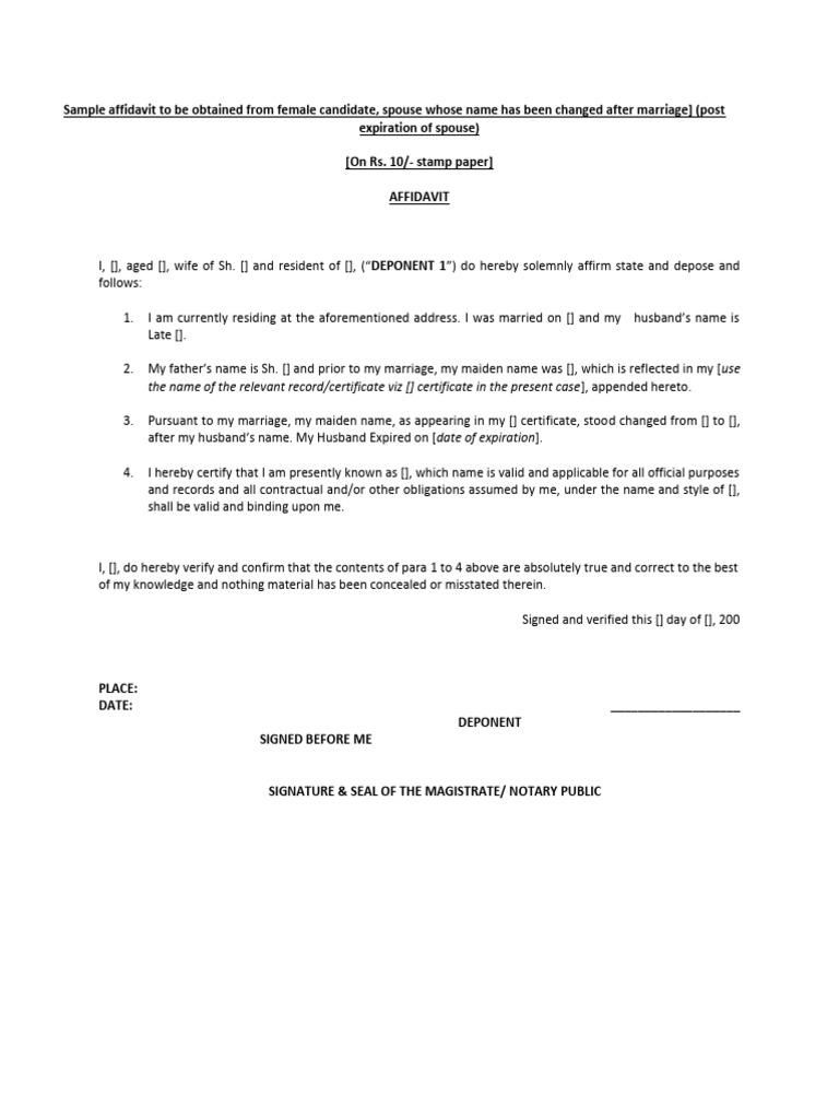 Affidavit Postexpiration of Spouse | PDF