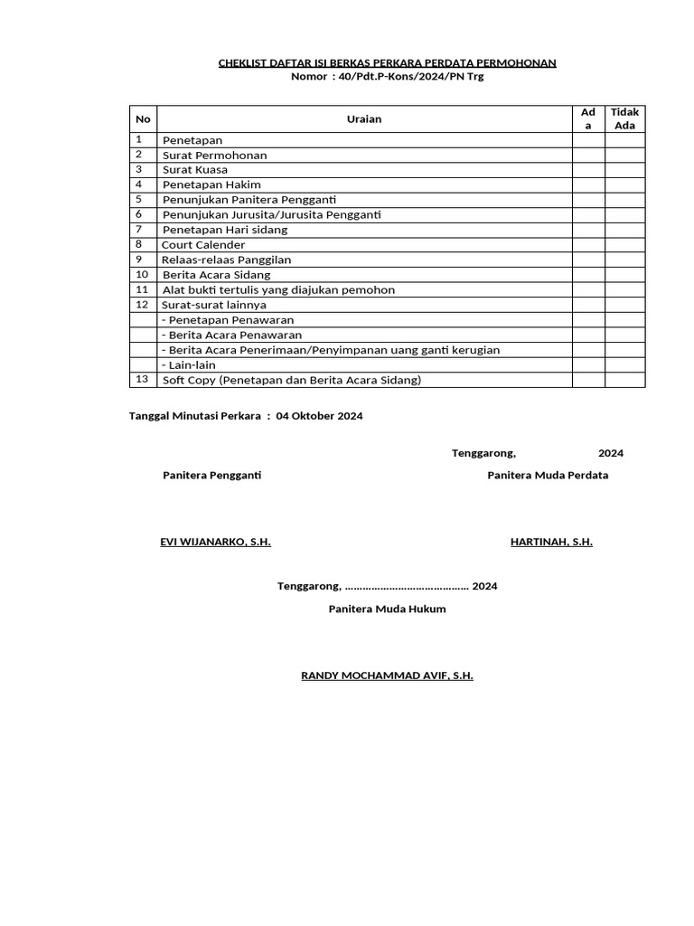 Cek List Perkara | PDF