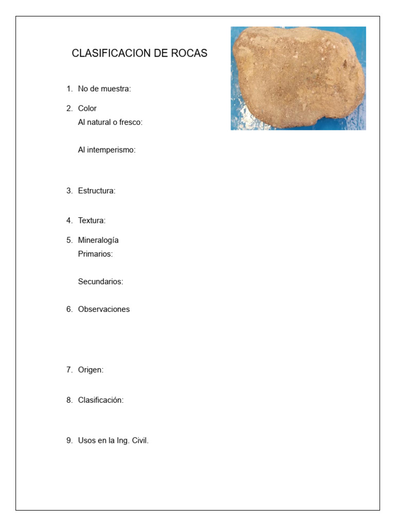 Clasificacion de Rocas | PDF