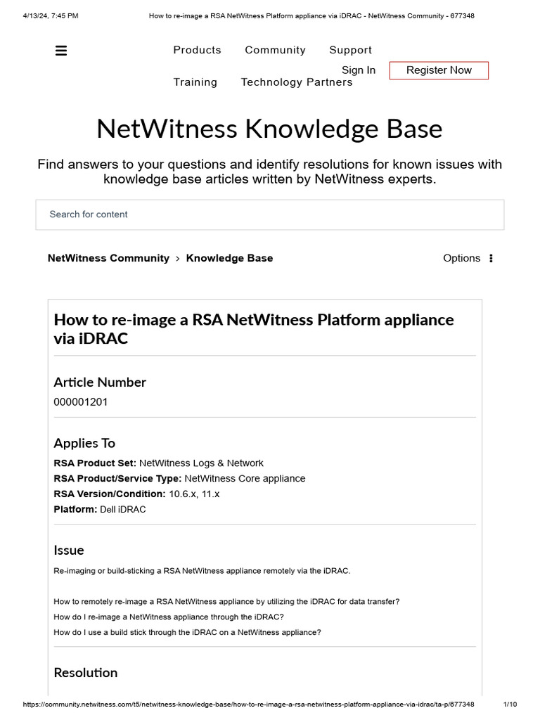How To Re-Image A RSA NetWitness Platform Appliance Via IDRAC - NetWitness Community - 677348 ...