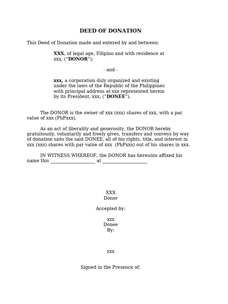 Deed of Donation Sample | PDF