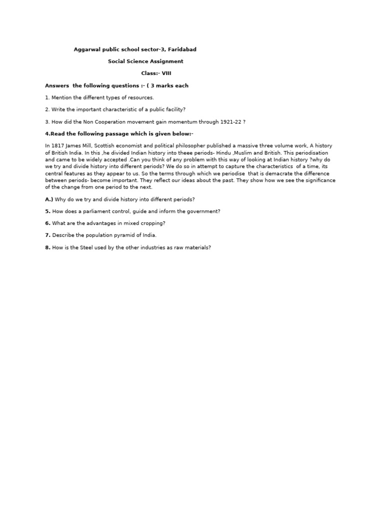 Assignment Class 8 Social Science 13-1-2025 | PDF