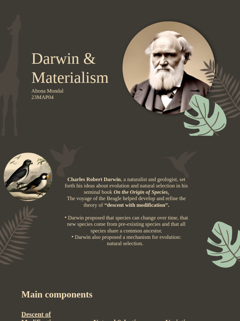 Darwin and Materialism | PDF | Natural Selection | Evolution