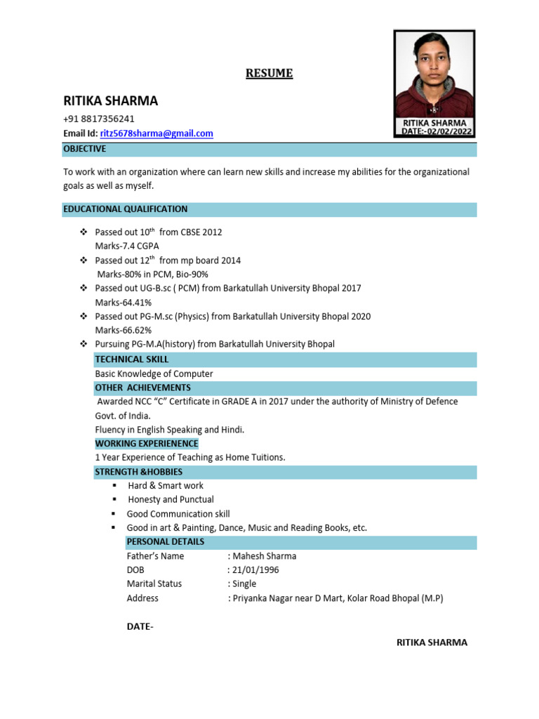 Ritika Sharma: Resume | PDF