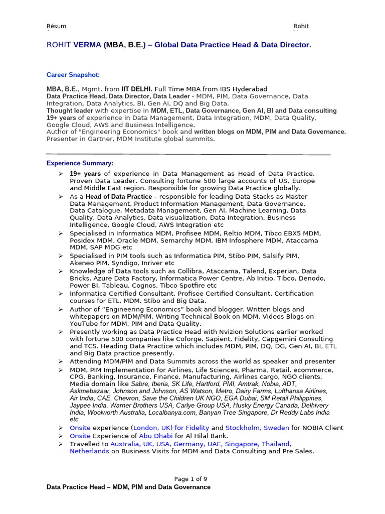 Resume - Rohit - Singh - Verma - Detailed | PDF | Oracle Corporation | Cloud Computing