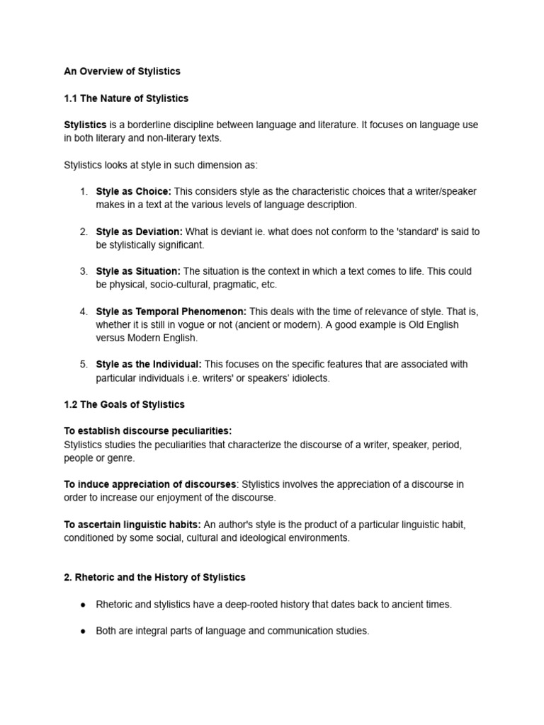 AN-OVERVIEW-OF-STYLISTICS | PDF | Rhetoric | Linguistics