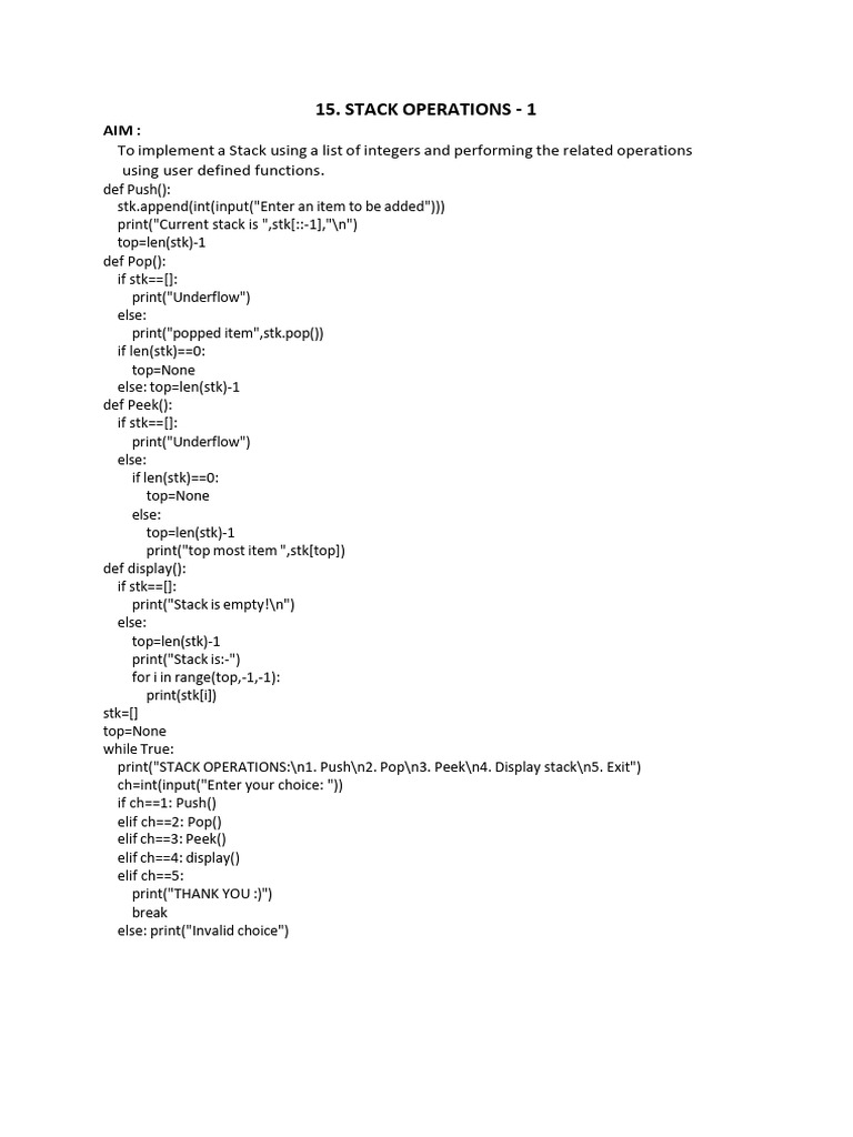 Stack Operations - 1 | PDF