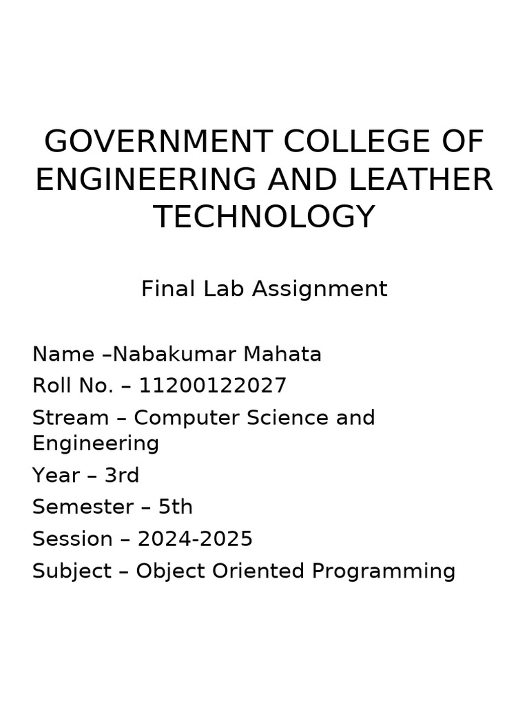 Cse Nabakumar Mahata 11200122027 Pdf Method Computer Programming Constructor Object