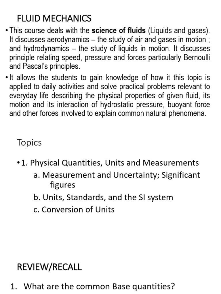 Fluid Mechanics Draft Iesson | PDF