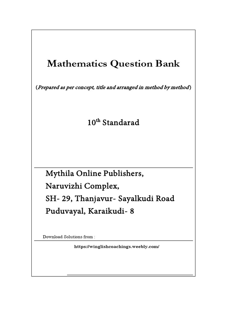 Namma Kalvi 10th Maths Question Bank em 216419 | PDF | Numbers | Mathematics