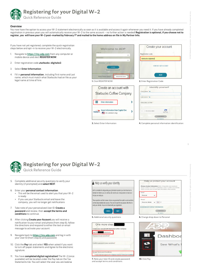 Registering For Digital W2 - Quick Reference Guide | PDF | Password | Cyberspace