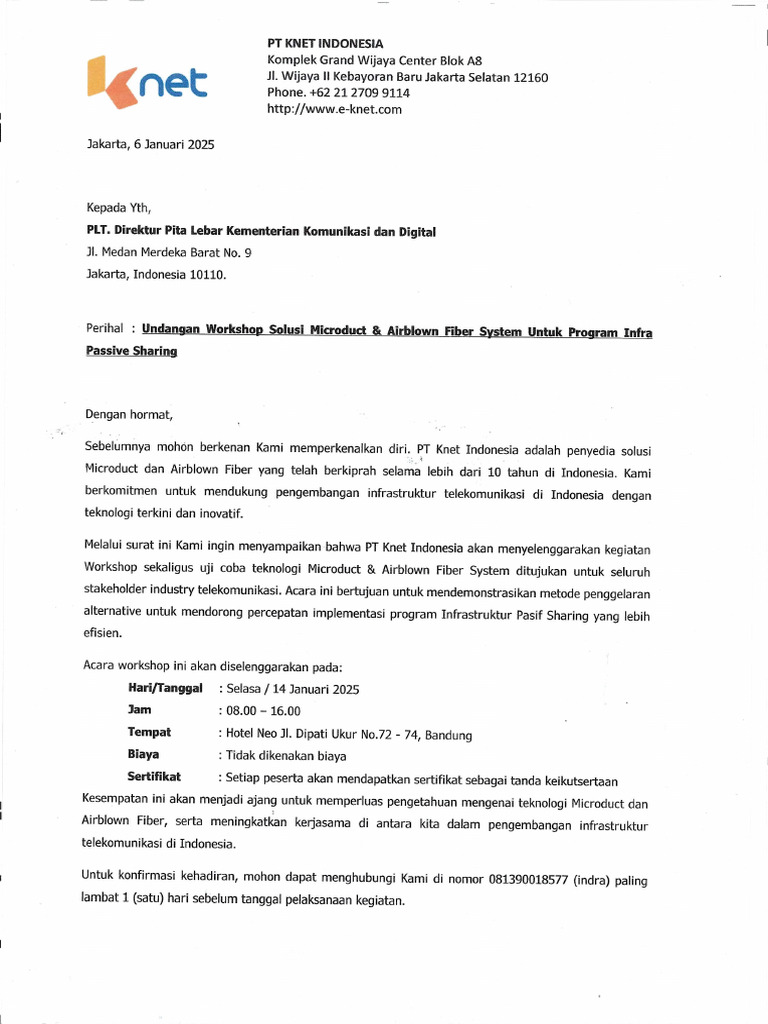 Surat Undangan Workshop Komdigi | PDF