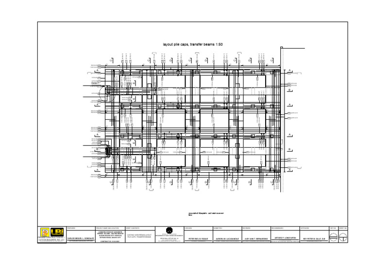 C715-114A Casting Yard, Rebar-Layout, pile caps, transfer beams-Model | PDF