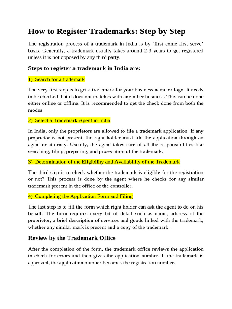 Trademark Registration Process in India | PDF | Trademark | Justice