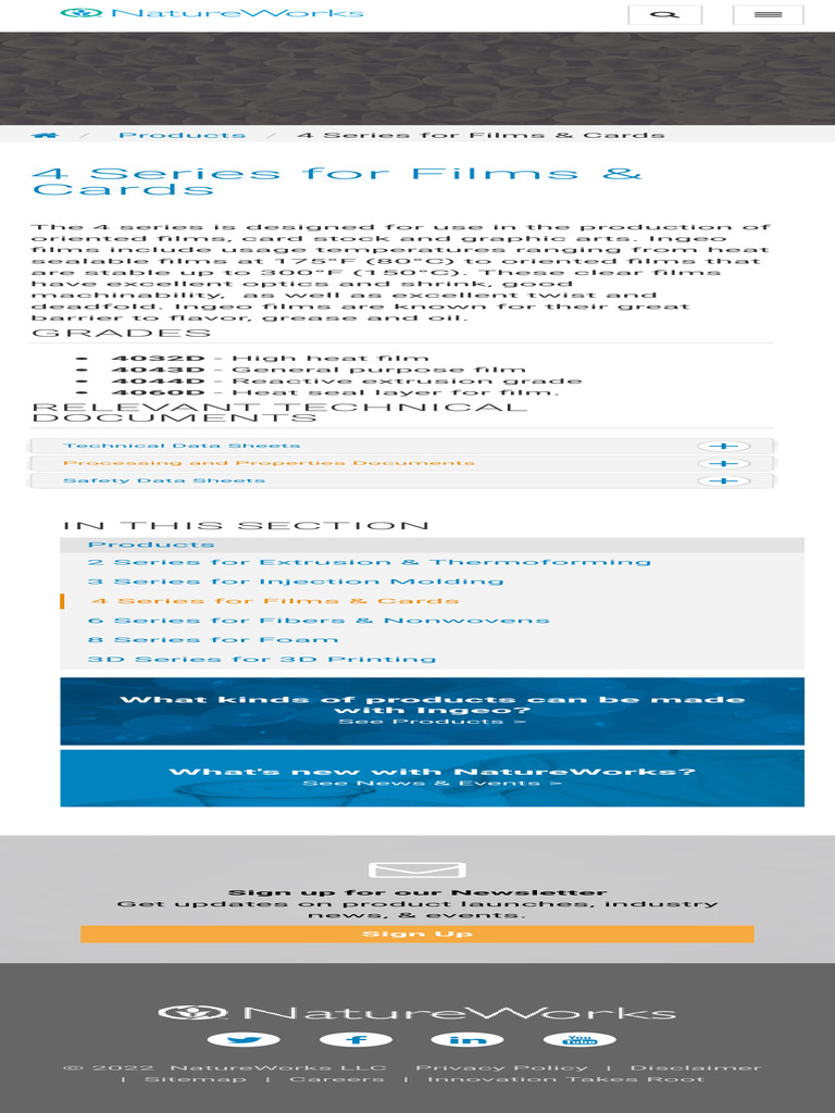 NatureWorks 4 Series For Films & Cards | PDF