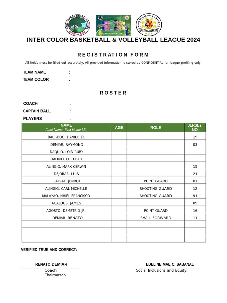 Intercolor Registration Form Team 4 | PDF