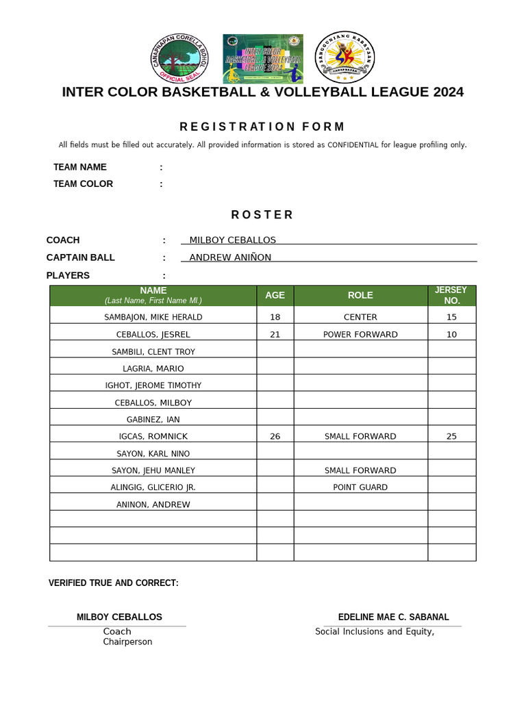 Intercolor Registration Form Team 3 | PDF