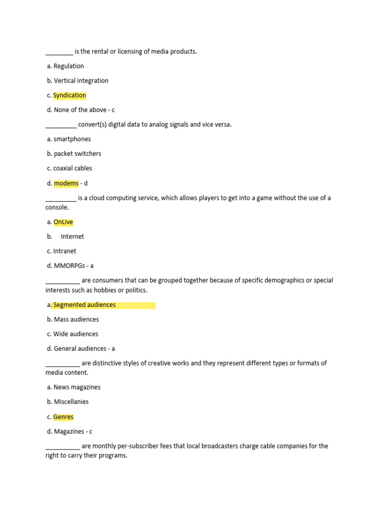 MED201 Random Test - Final Exam | PDF | Newspapers | Advertising