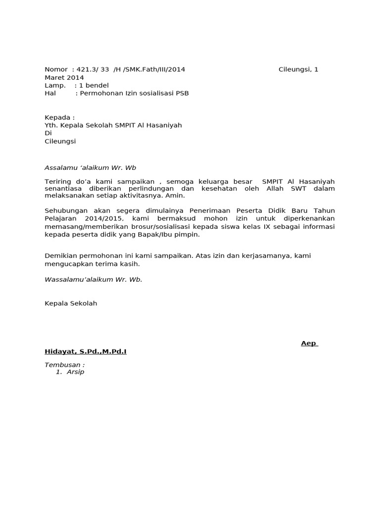 33 Surat Izin PSB | PDF