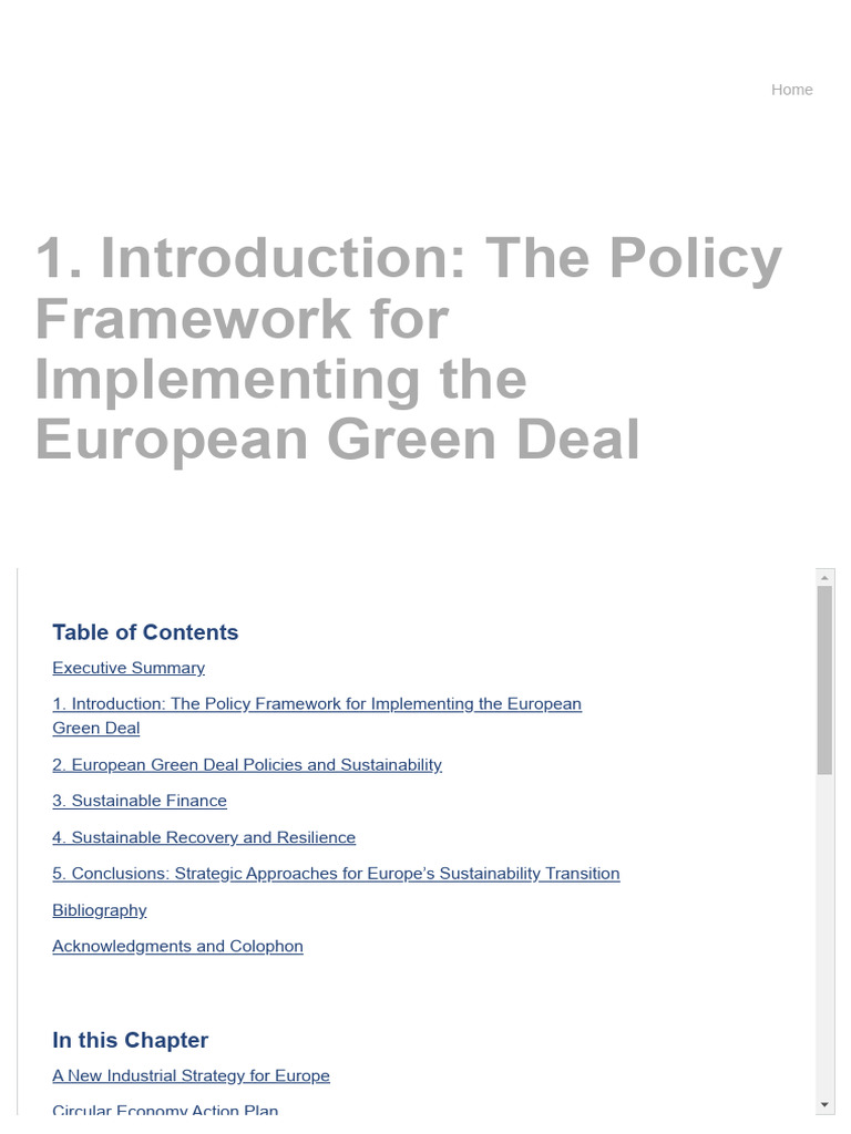 European Green Deal Implementation Overview | PDF | Sustainability ...