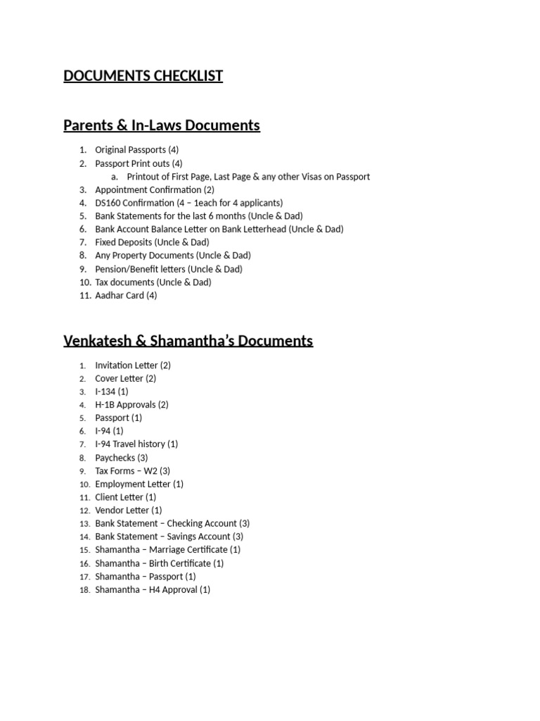 B2 Visa - Document Checklist & Interview Questions | PDF | Travel Visa | H 1 B Visa