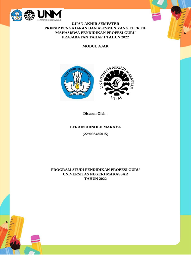 UAS - Prinsip Pengajaran Dan Asesmen Yang Efektif - EFRAIN ARNOLD MARAYA | PDF