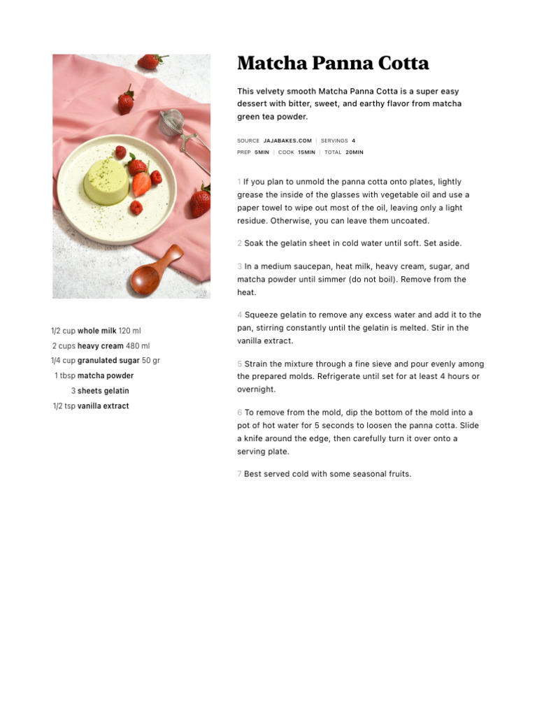 Matcha Panna Cotta | PDF