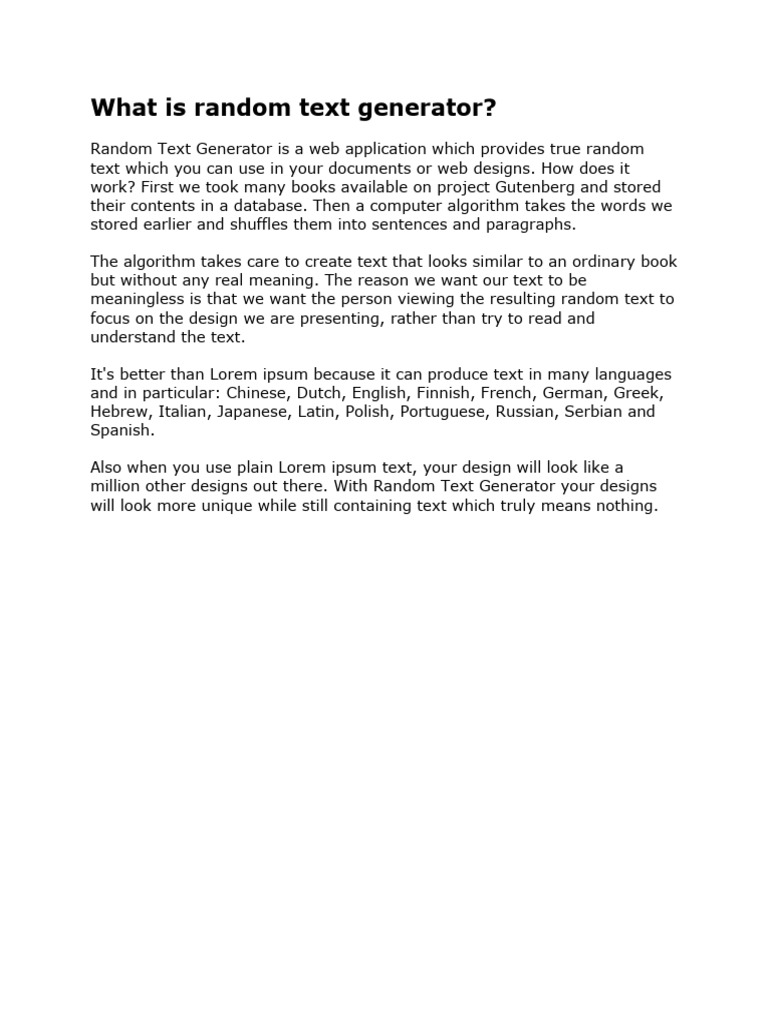 Unique Random Text Generator Tool | PDF