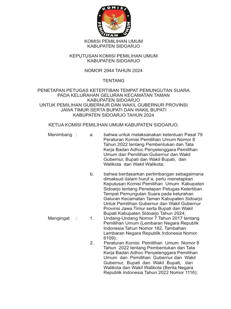 SK Linmas Revisi | PDF