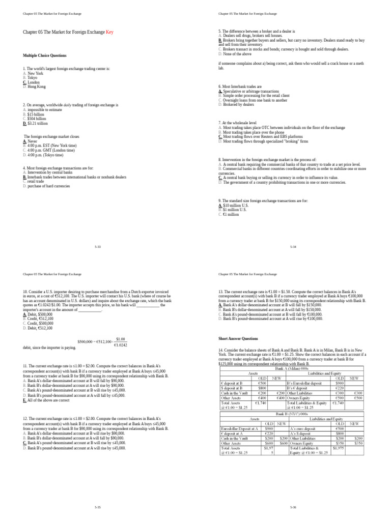 Foreign Exchange Market Overview and Quiz | PDF | Exchange Rate ...