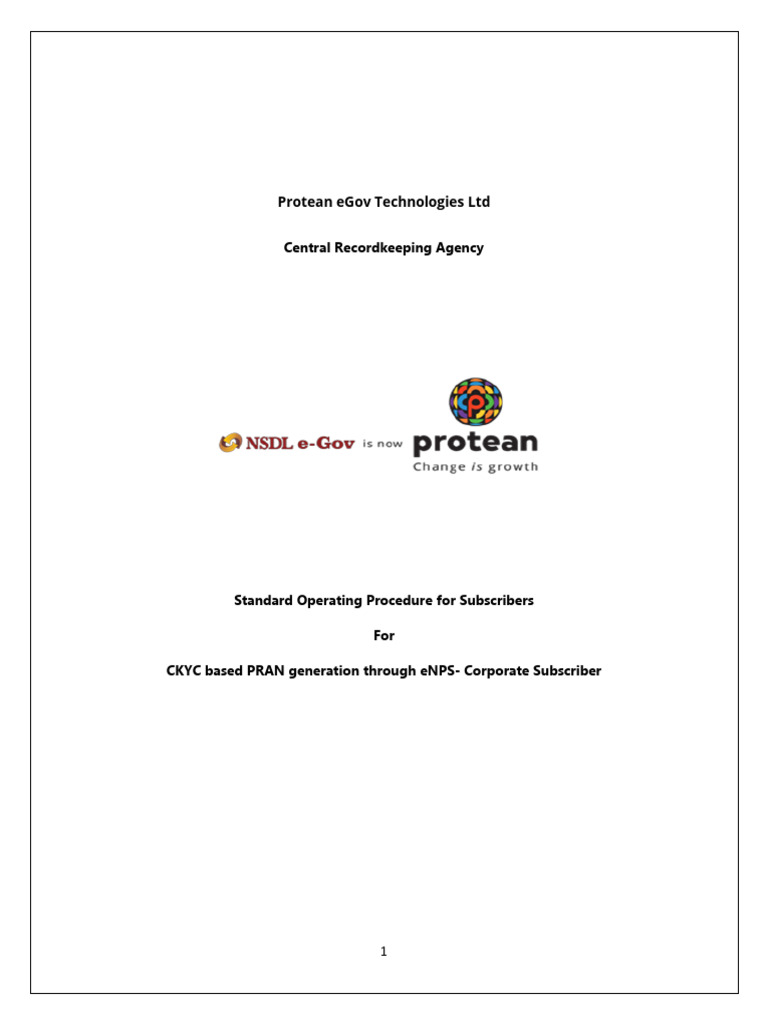 CKYC PRAN Generation SOP for eNPS | PDF | Payments | Computing