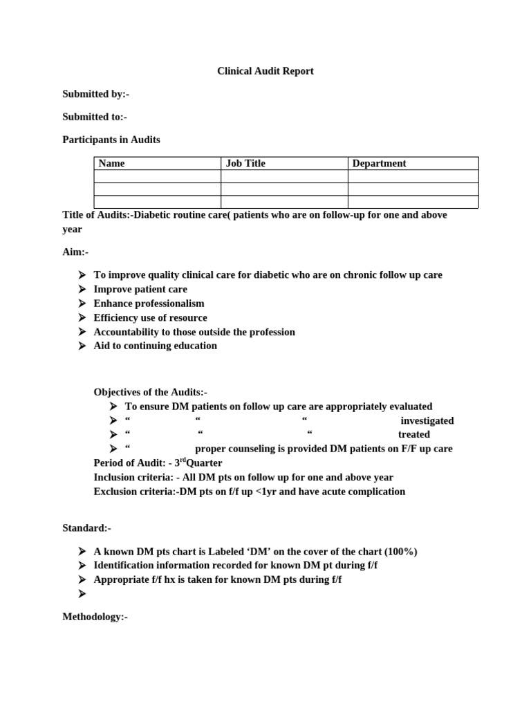 Clinical Audit Report | PDF