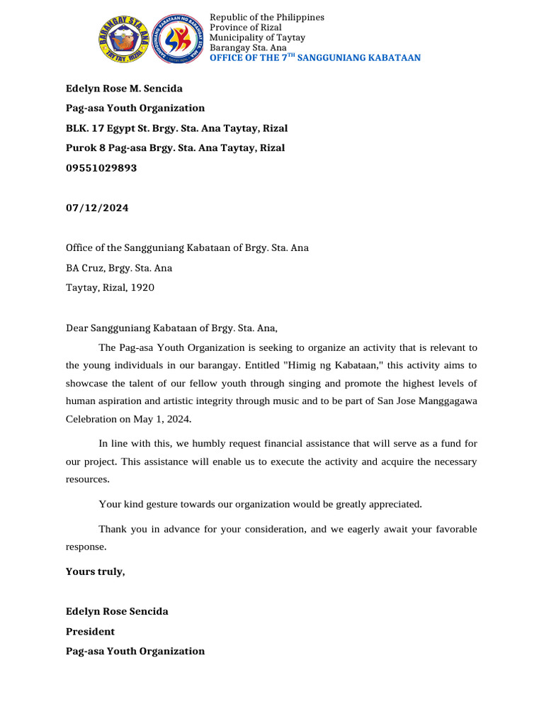 Pag Asa Youth Org Accomplishment (Sign Na Lang) | PDF