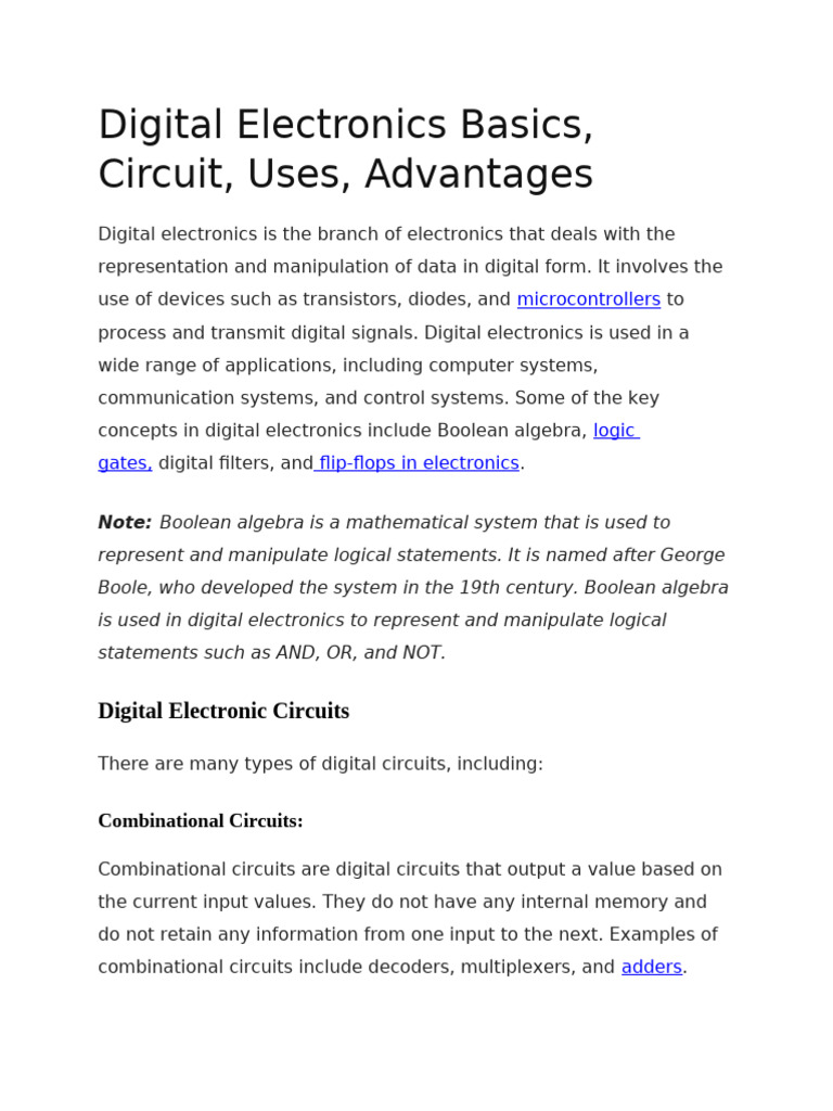 Digital Electronics Basics | PDF | Digital Electronics | Logic Gate