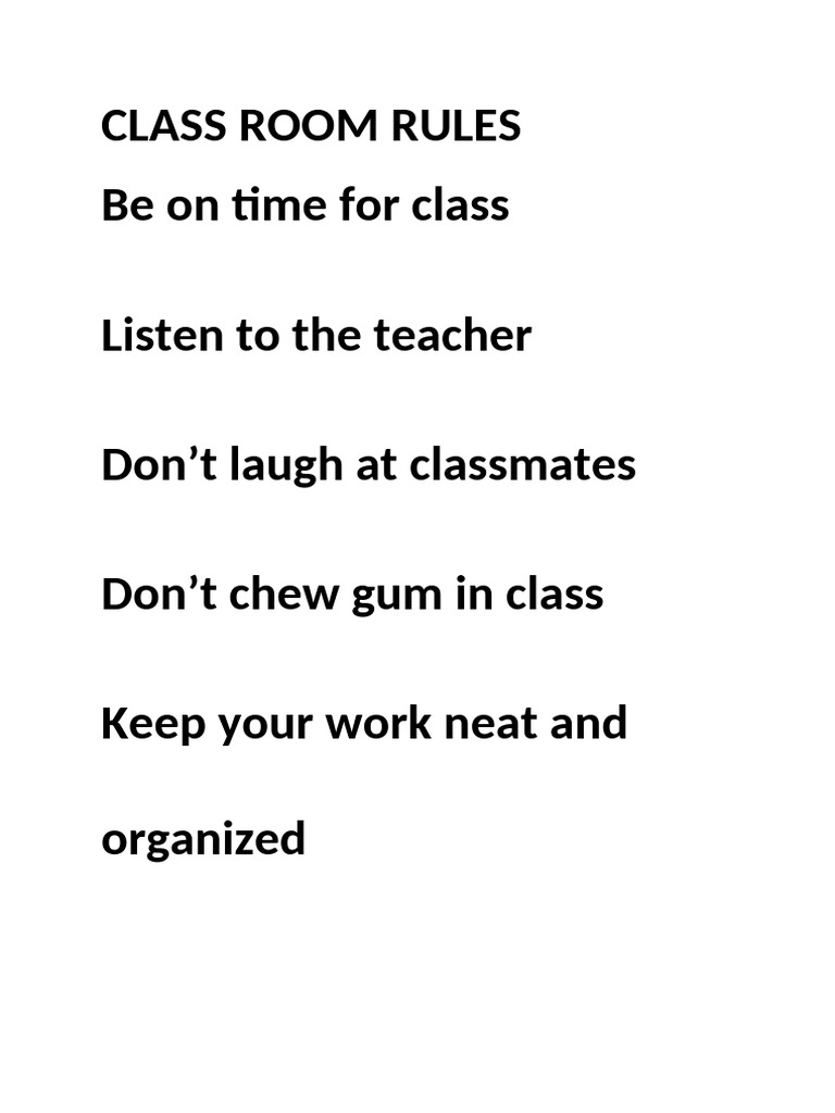 Essential Classroom Rules for Students | PDF