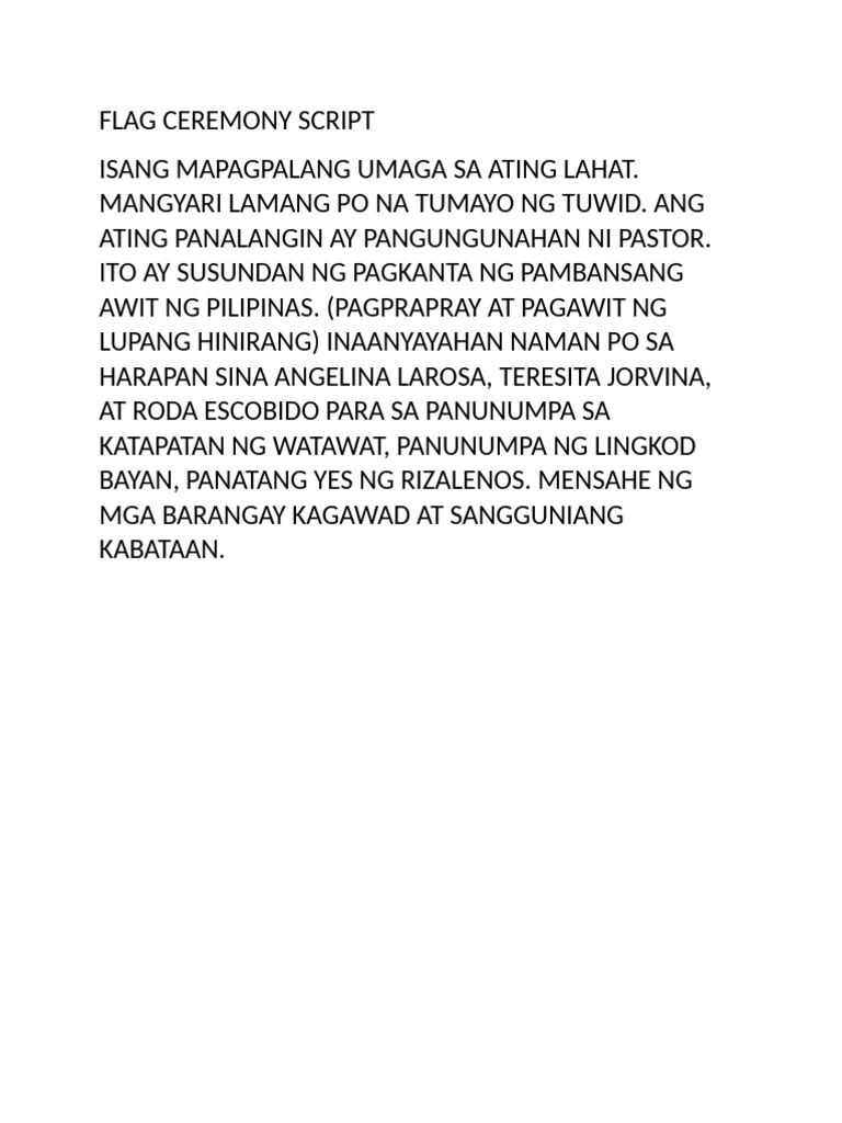 Flag Ceremony Script | PDF