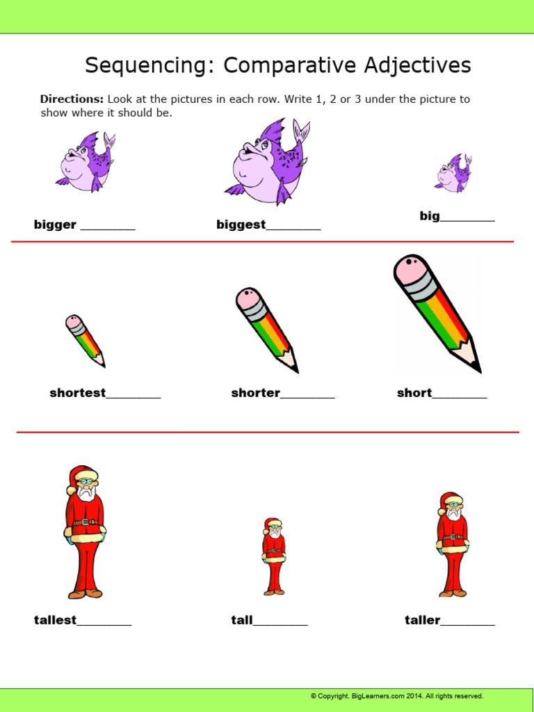 Sequencing Comparative Adjectives | PDF