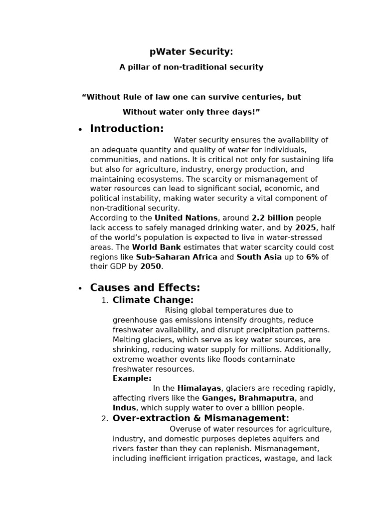 Water Security | PDF | Water Scarcity | Water