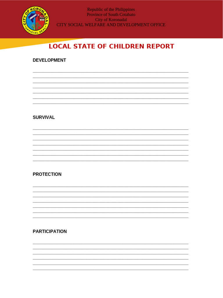 Blank Form Local State of Children Report | PDF