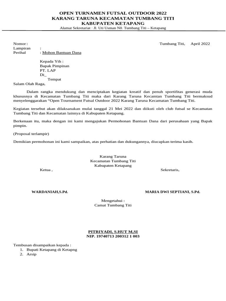 Surat Tembusan Open Tournamentn2022 | PDF