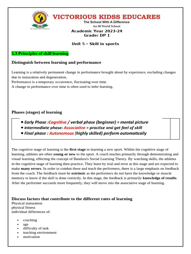 Understanding Skill Learning in Sports | PDF | Learning | Motivational